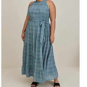 torrid | Dresses | Torrid Blue Plaid Maxi Dress Nwt | Poshmark